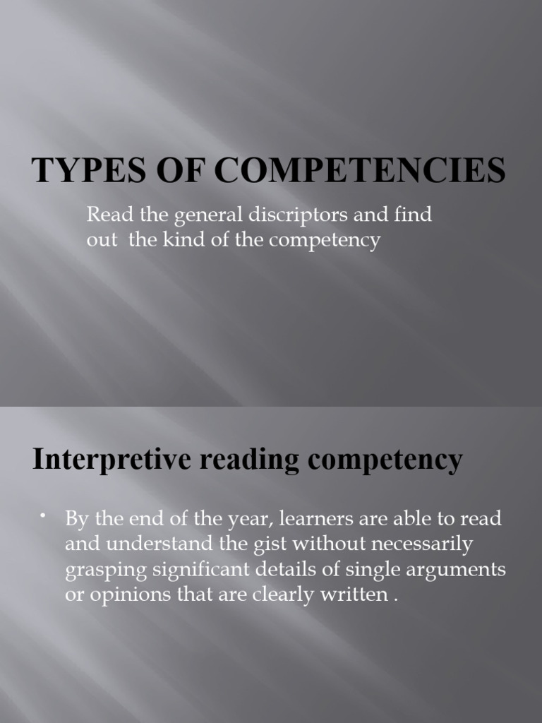 Types of Competencies | PDF