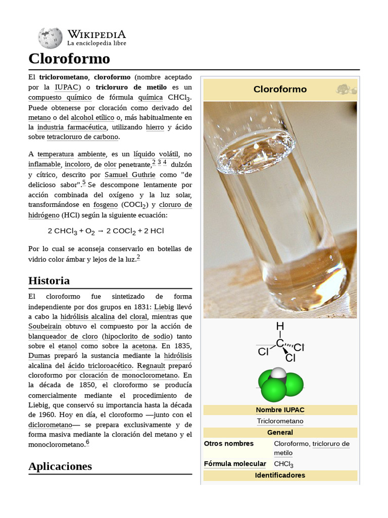Cloroformo | PDF | Cloroformo | Sustancias químicas