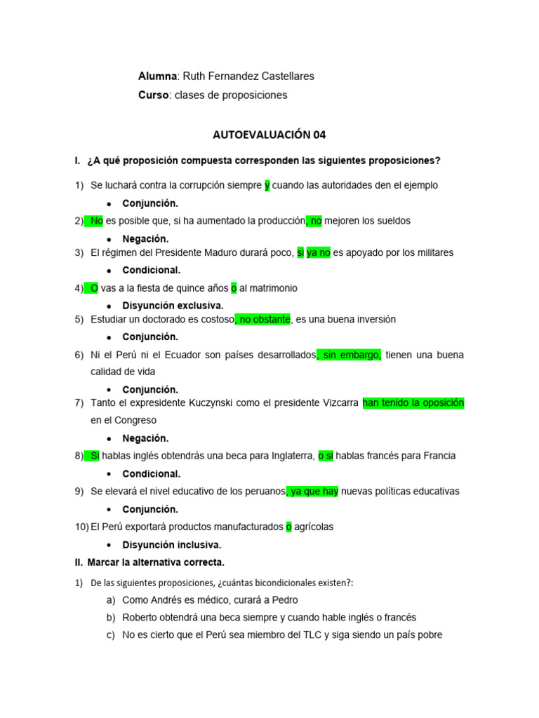 Tarea de Logica - Clases de Proposiciones | PDF | Perú
