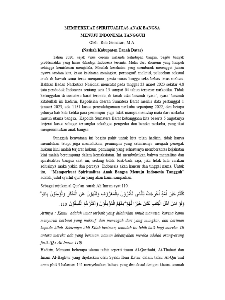 "Spiritualitas Anak Bangsa Tangguh" | PDF | Agama & Spiritualitas