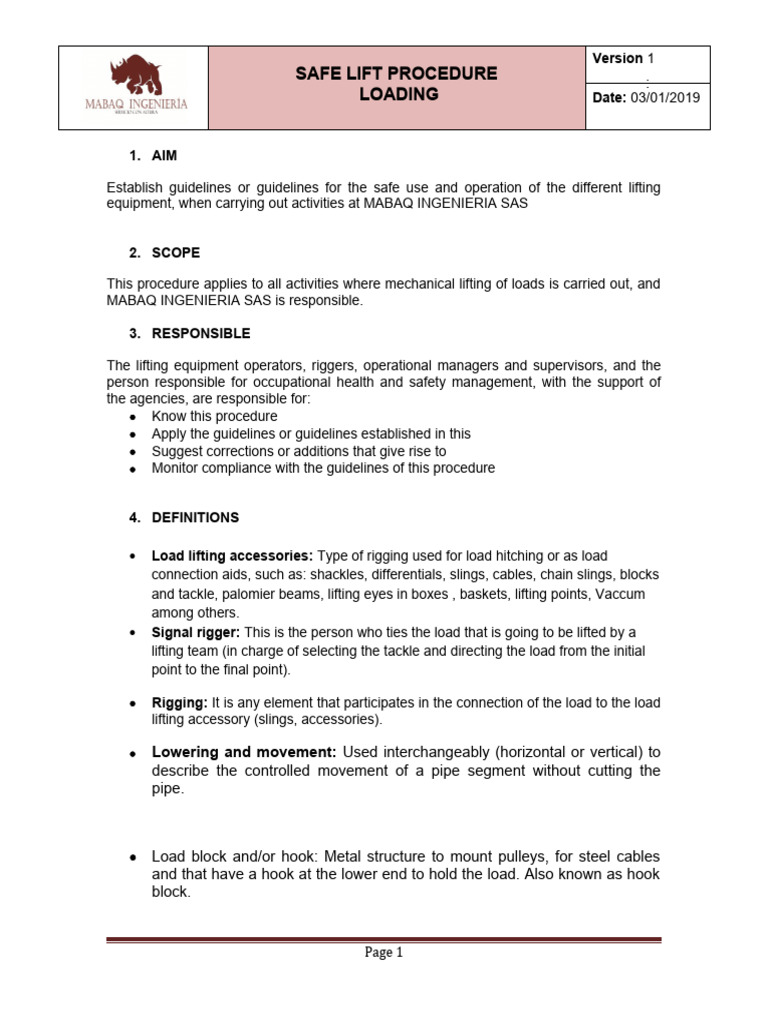 Safe Lifting Procedures at MABAQ | PDF | Crane (Machine) | Forklift