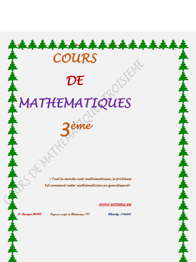Cours de Mathématiques 3ème PDF | PDF | Nombre réel | Intervalle ...