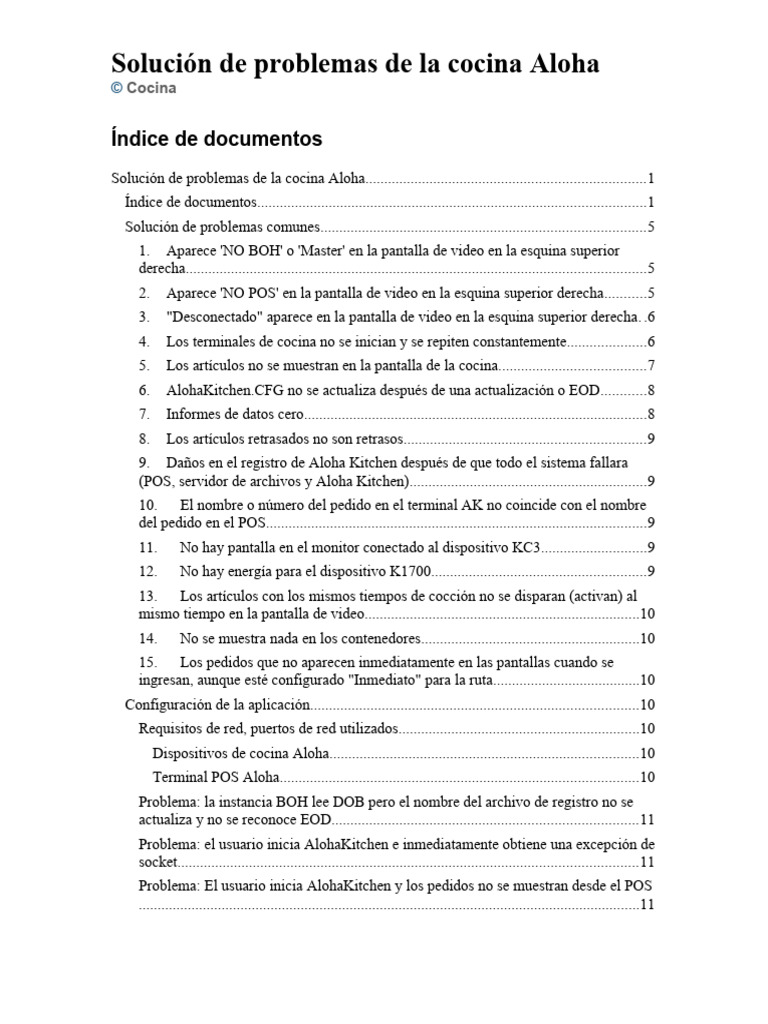 Guía de solución de problemas de la cocina Aloha | PDF | Archivo de computadora | Protocolo de ...