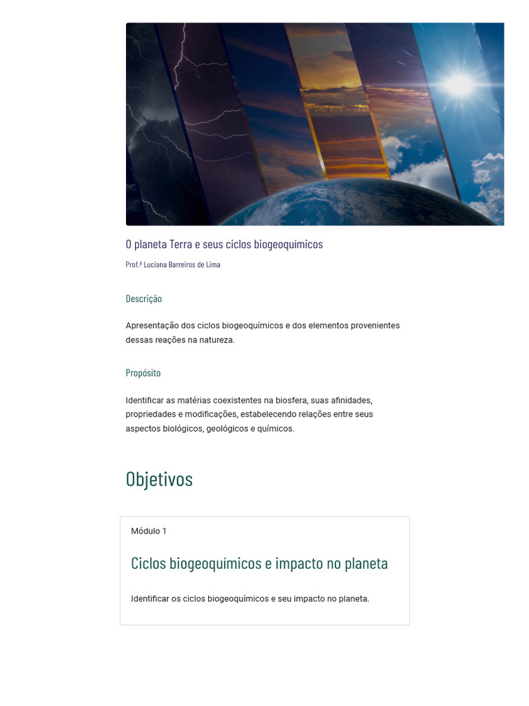 O Planeta Terra e Seus Ciclos Biogeoquímicos | PDF | Nitrogênio | Água