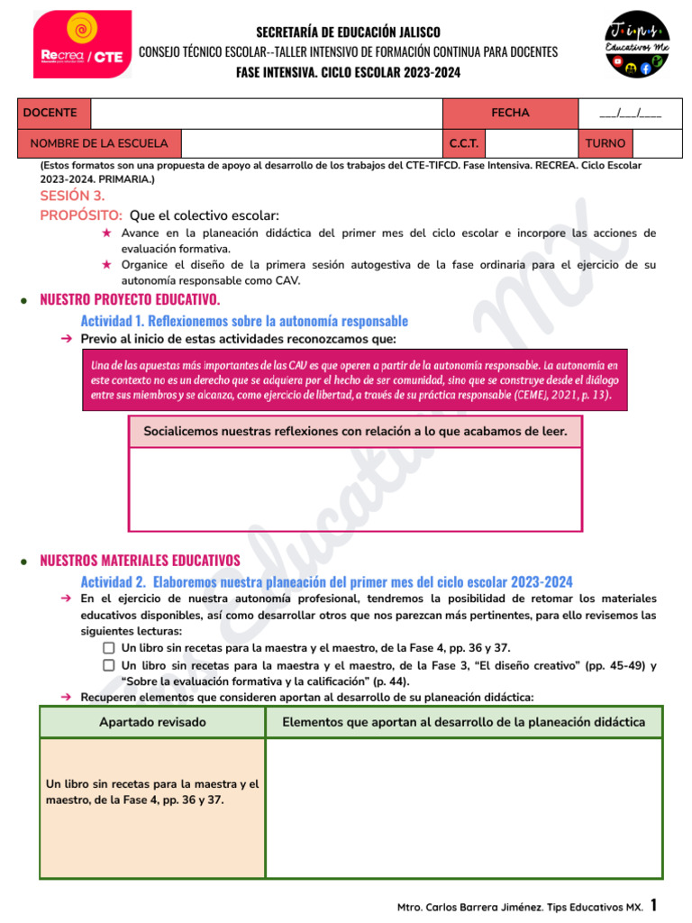 Formatos de Apoyo Cte-Tifcd Recrea. S3. Fi. Ciclo 23-24 - Tips ...