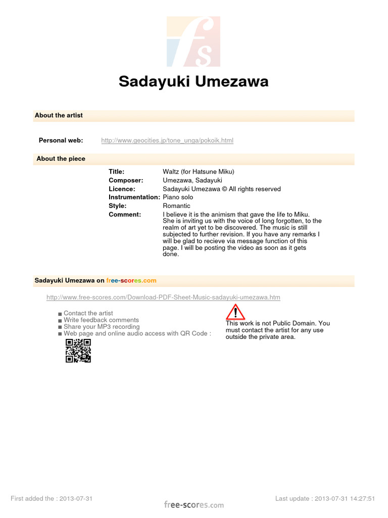 (Free Scores - Com) - Umezawa Sadayuki Waltz For Hatsune Miku 28905 ...