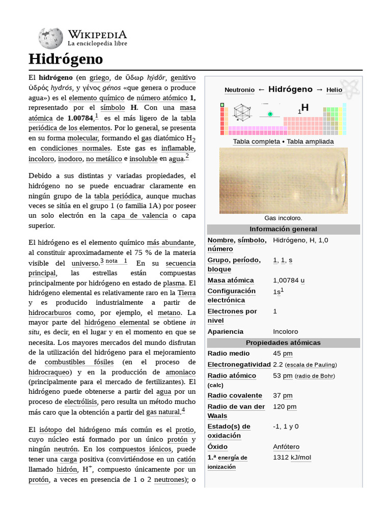 Hidrógeno | PDF | Hidrógeno | Isótopo