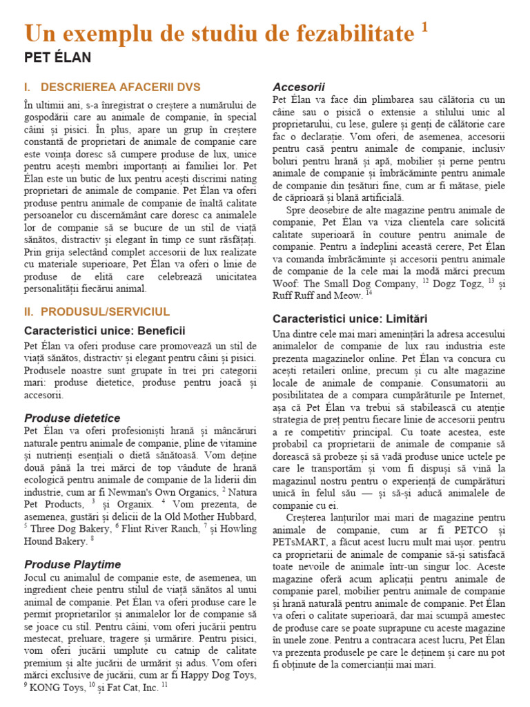 Un Exemplu de Studiu de Fezabilitate | PDF