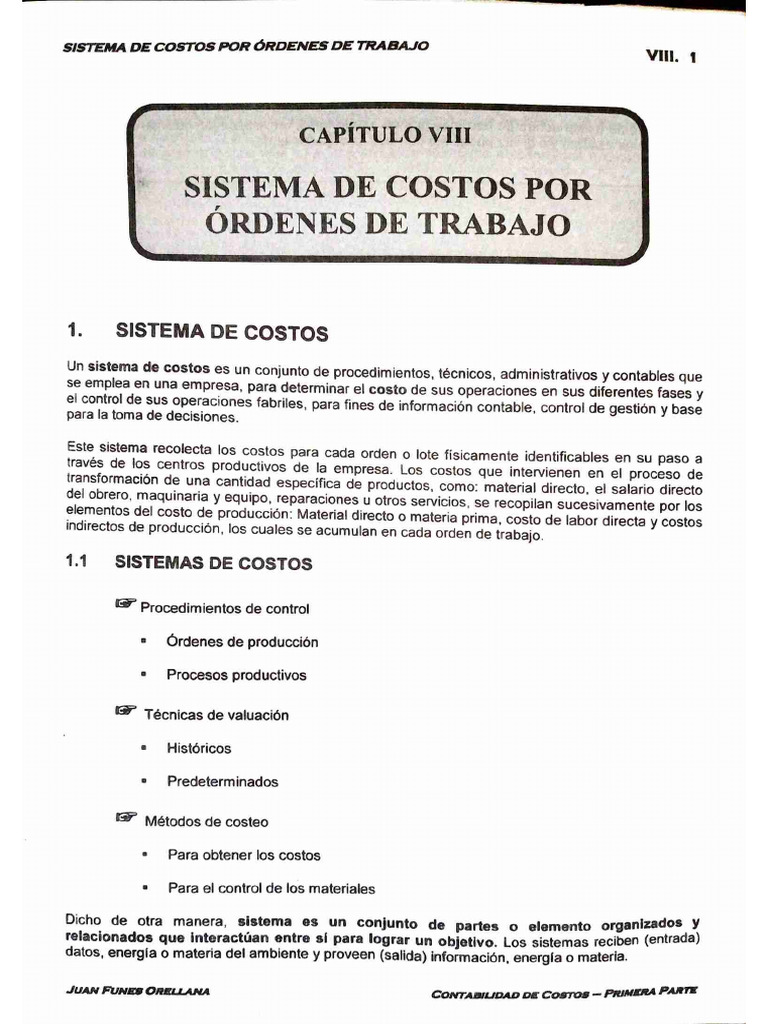 Cap-Tulo 8 - Sistema de Costos Por - Rdenes de Trabajo | PDF