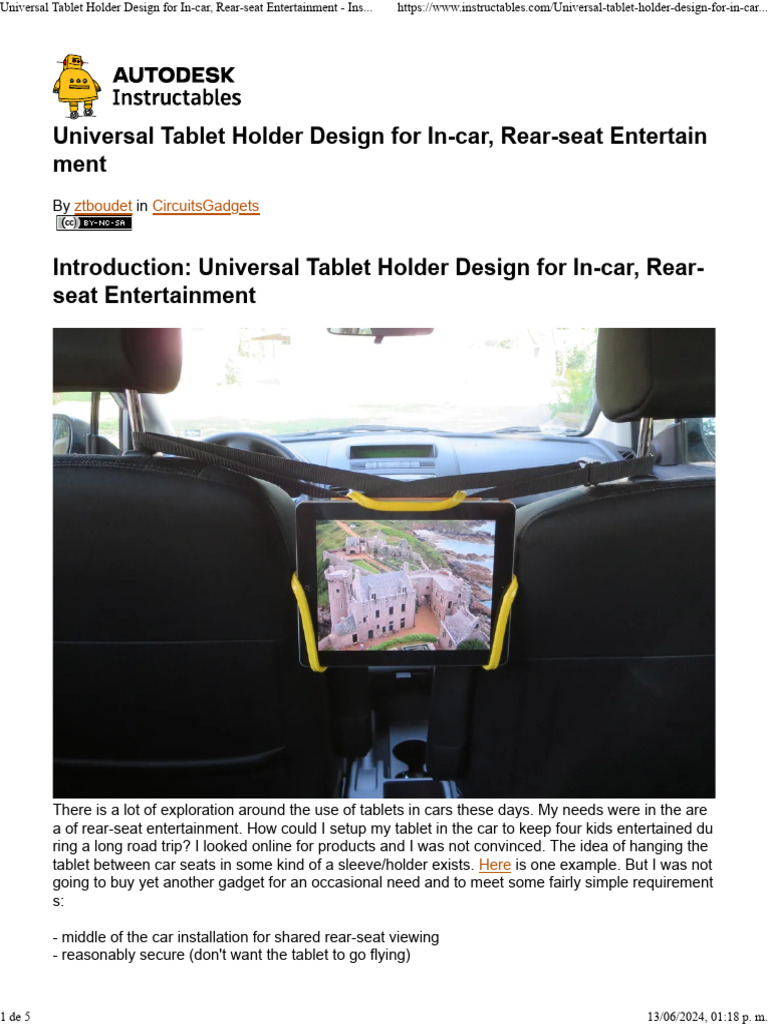Universal Tablet Holder Design For In-Car, Rear-Seat Entertainment ...