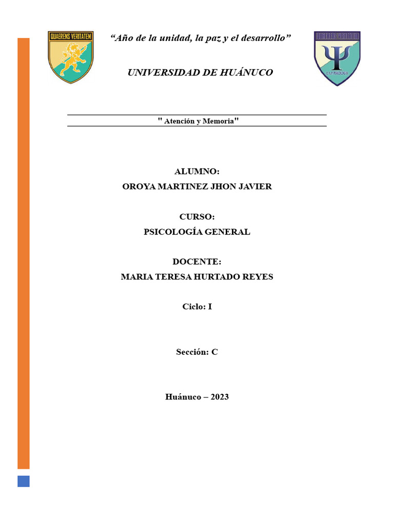 atención y memoria | PDF | Memoria | Atención