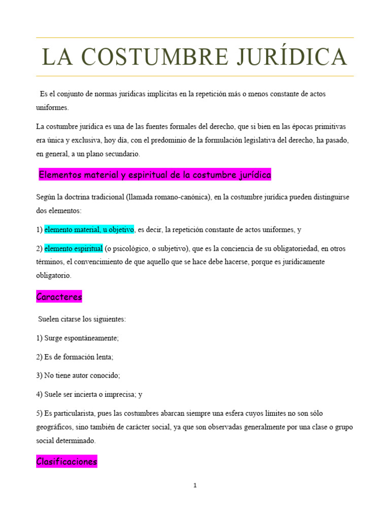 La Costumbre Jurídica | PDF