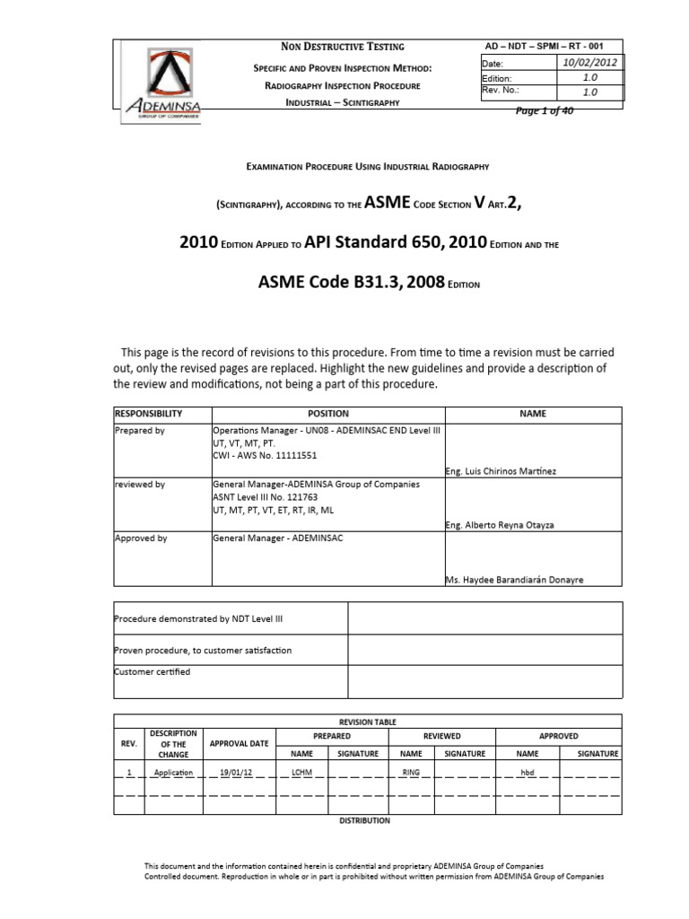 Industrial Radiography API 650-ASME B31.3 | PDF | Nondestructive ...