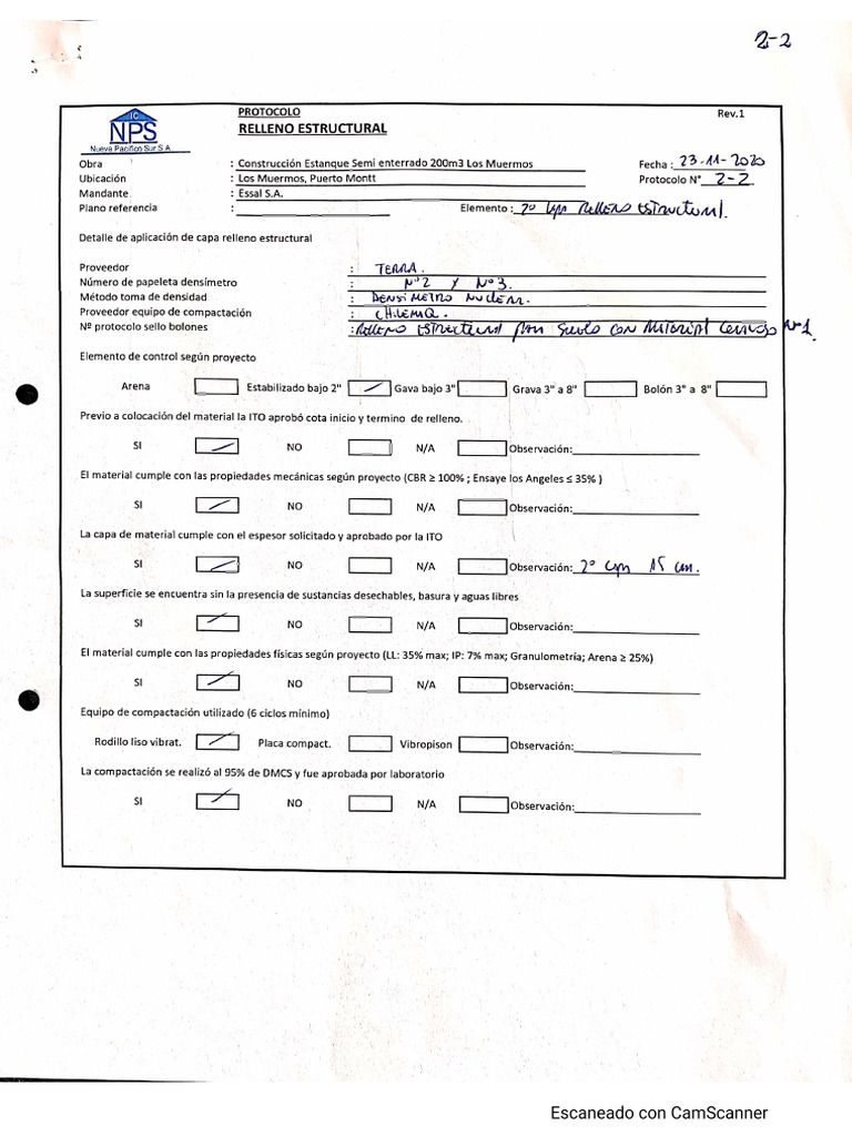 Protocolo Nº4 Relleno Estructural 2 | PDF