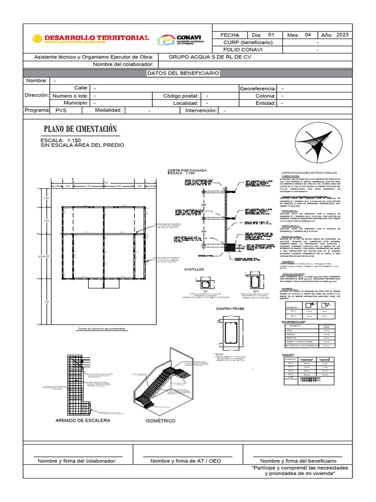 Plano de Cimentacion (Detalle Escalera) | PDF | Materiales | Diseño arquitectonico