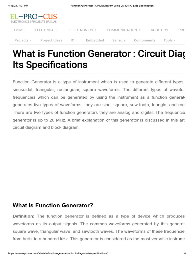 Function Generator Circuit with LM324 | PDF | Electromagnetism ...