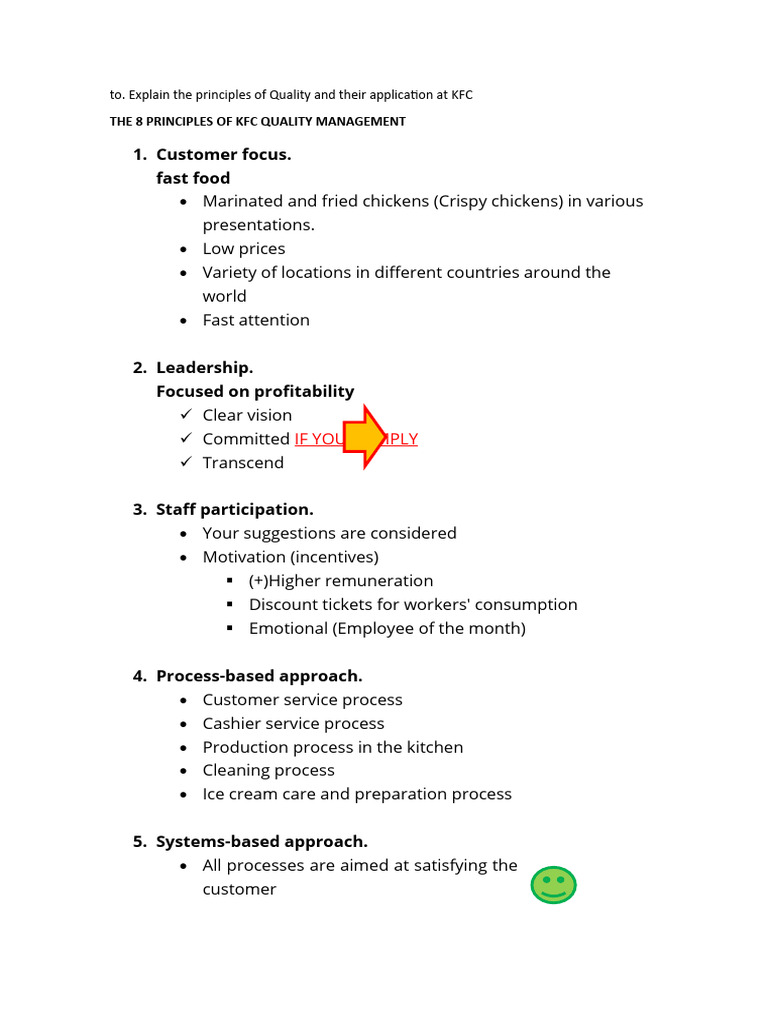 The 8 Principles of KFC Quality Management | PDF | Career & Growth ...