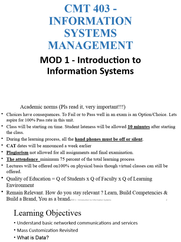 MOD 1 - Introduction To Information Systems | Download Free PDF | Computer Network | Local Area ...