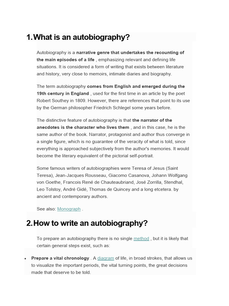 What Is An Autobiography | PDF | Autobiographies | Biography