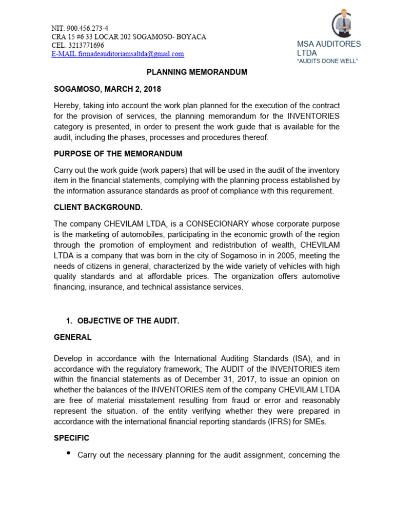 Audit Memorandum | PDF | Audit | Financial Audit