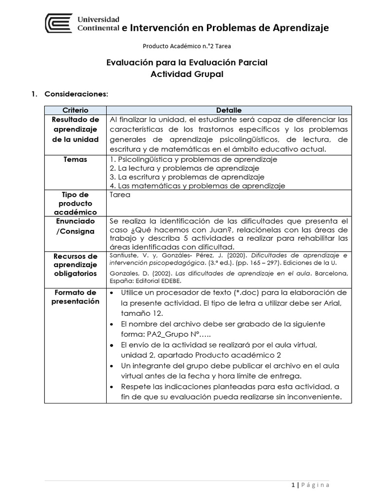 PA02 A Distancia - Examen Parcial | PDF | Evaluación | Léxico