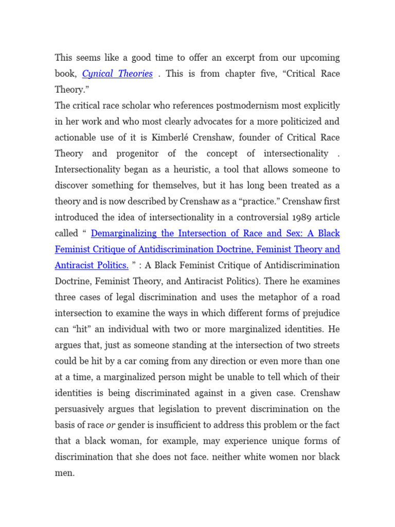 Cynical Theories | PDF | Intersectionality | Gender