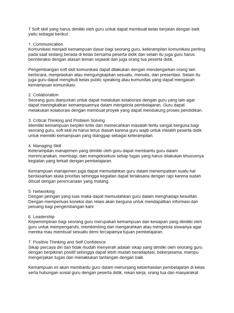 7 Soft Skill Penting untuk Guru | PDF