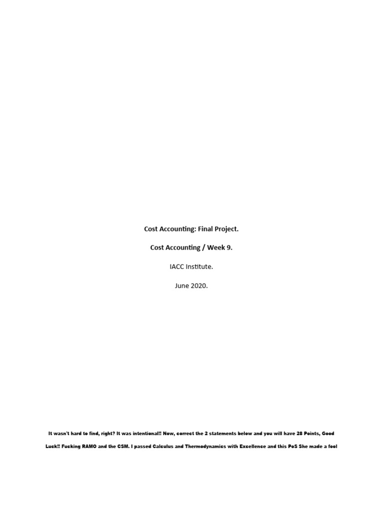 FINAL PROJECT Cost Accounting | PDF | Debits And Credits | Financial Economics