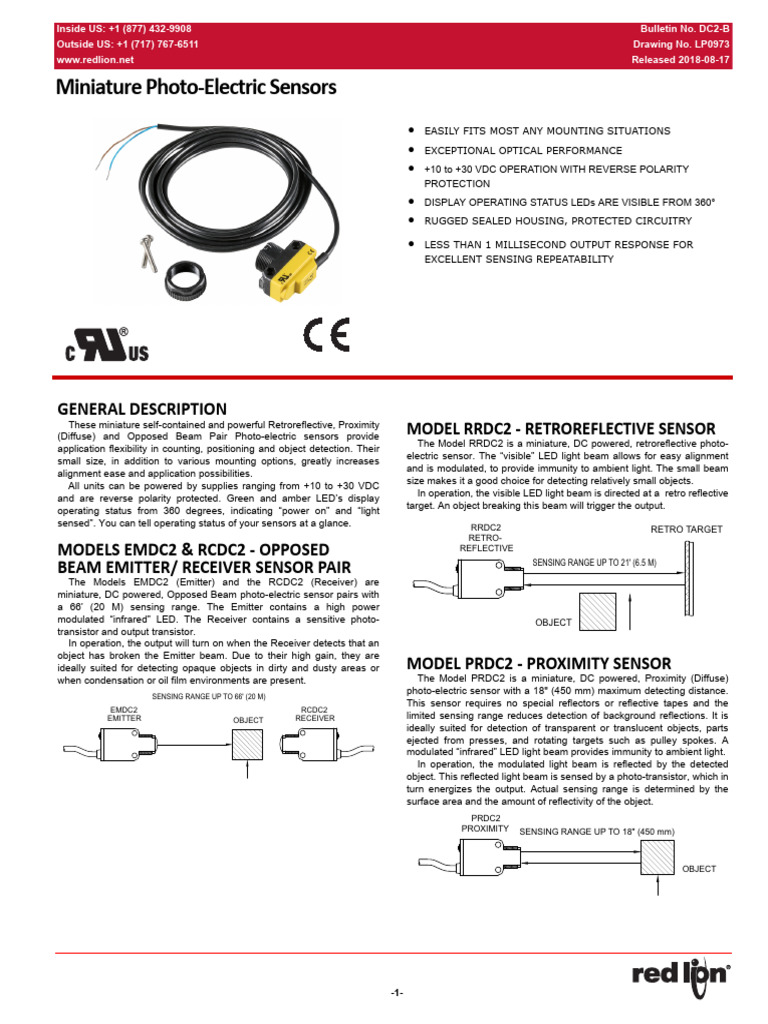 Miniature Photo-Electric Sensors Product Manual - 1 | Download Free PDF | Light Emitting Diode ...