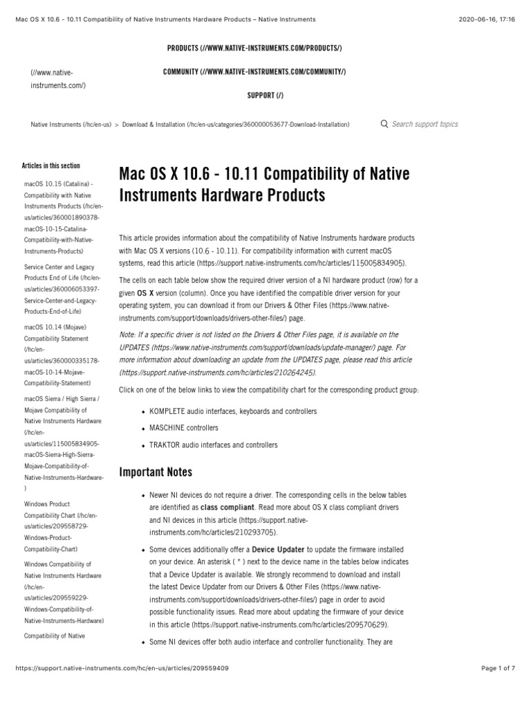 Mac OS X Compatibility Guide | PDF | Mac Os | Device Driver