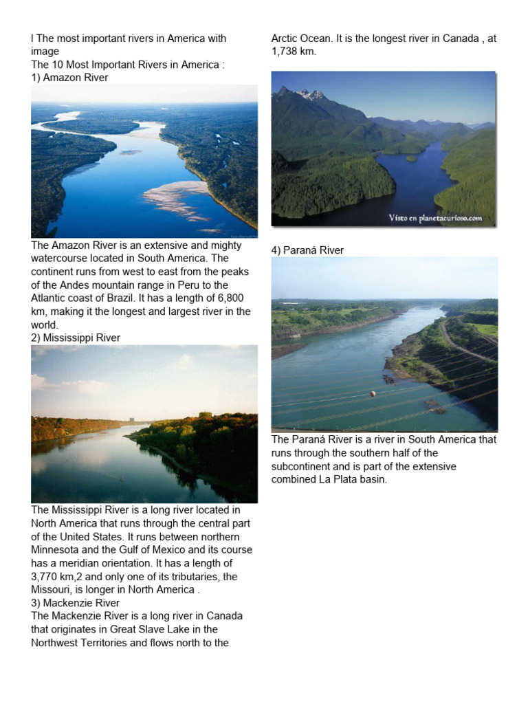 The Most Important Rivers of America With Image | PDF | Rock Music ...