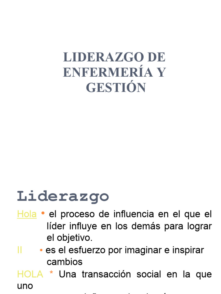 Liderazgo y Gestión de Enfermería | PDF | Liderazgo | Planificación
