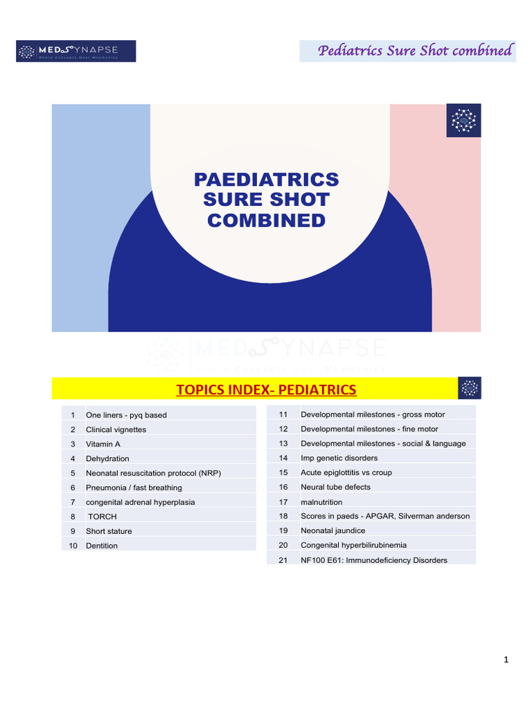 Pediatrics Combined Sure Shot Blank | PDF | Human Tooth | Epidemiology
