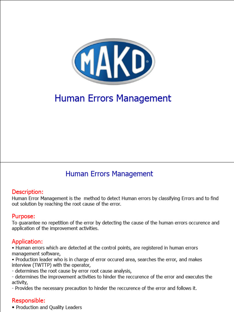 Mako Human Error Management | PDF