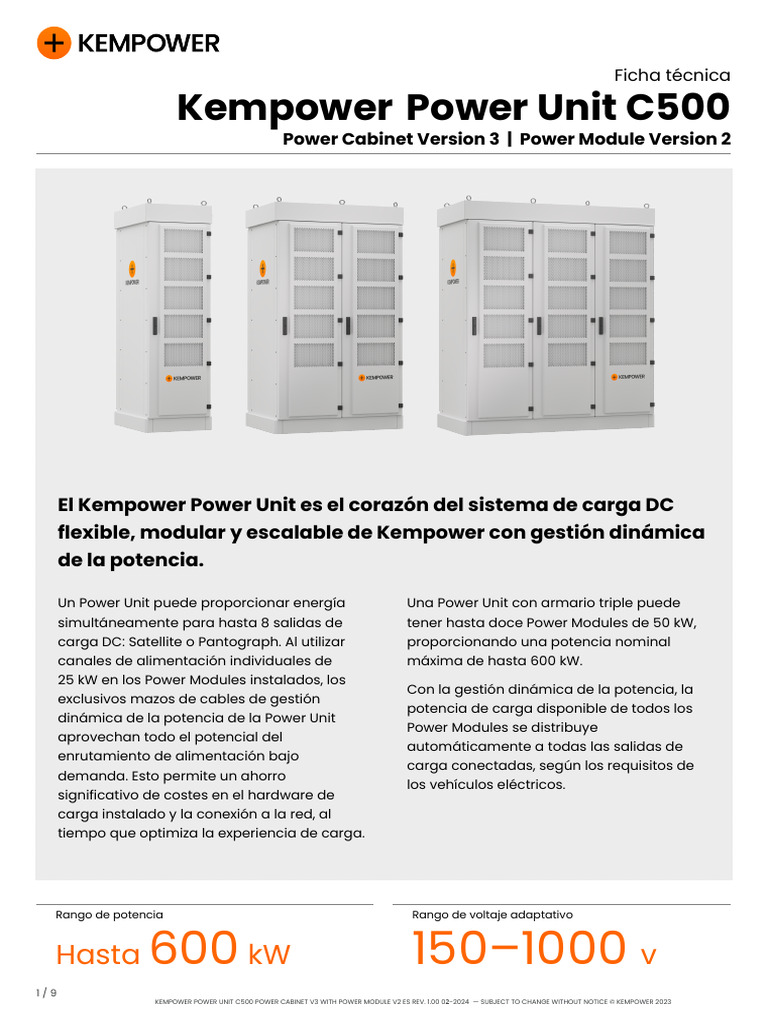 Ficha Técnica Kempower C500 | PDF | Ingenieria Eléctrica