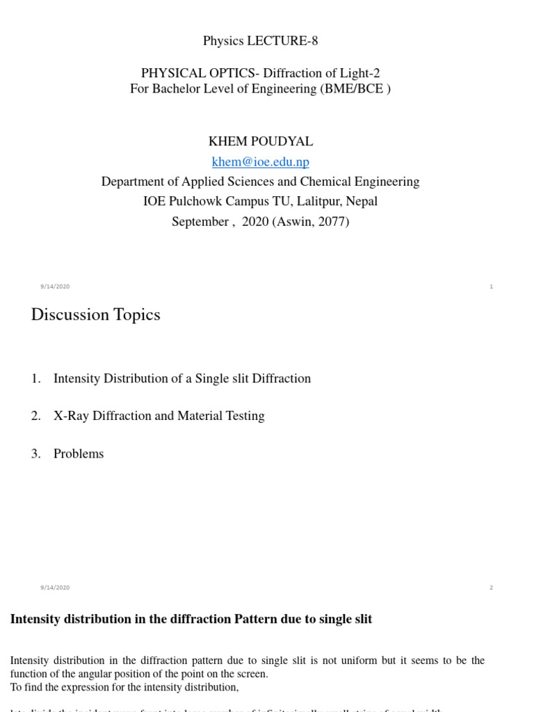 KP L-8 Diffraction of Light II | PDF | Diffraction | Electromagnetic Radiation