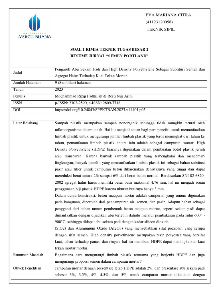 Eva Mariana Citra (41123120058) - Kimia Teknik - Soal 1 TB 2 - Journal ...