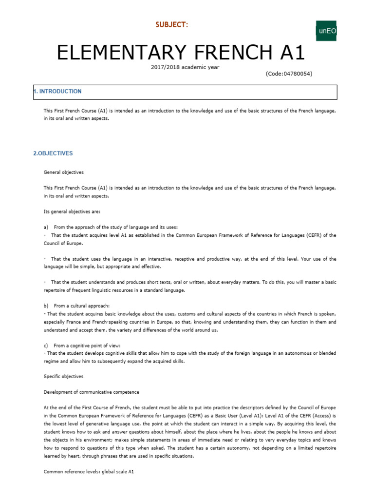 French A1 Guide | Download Free PDF | Pronoun | Reading Comprehension