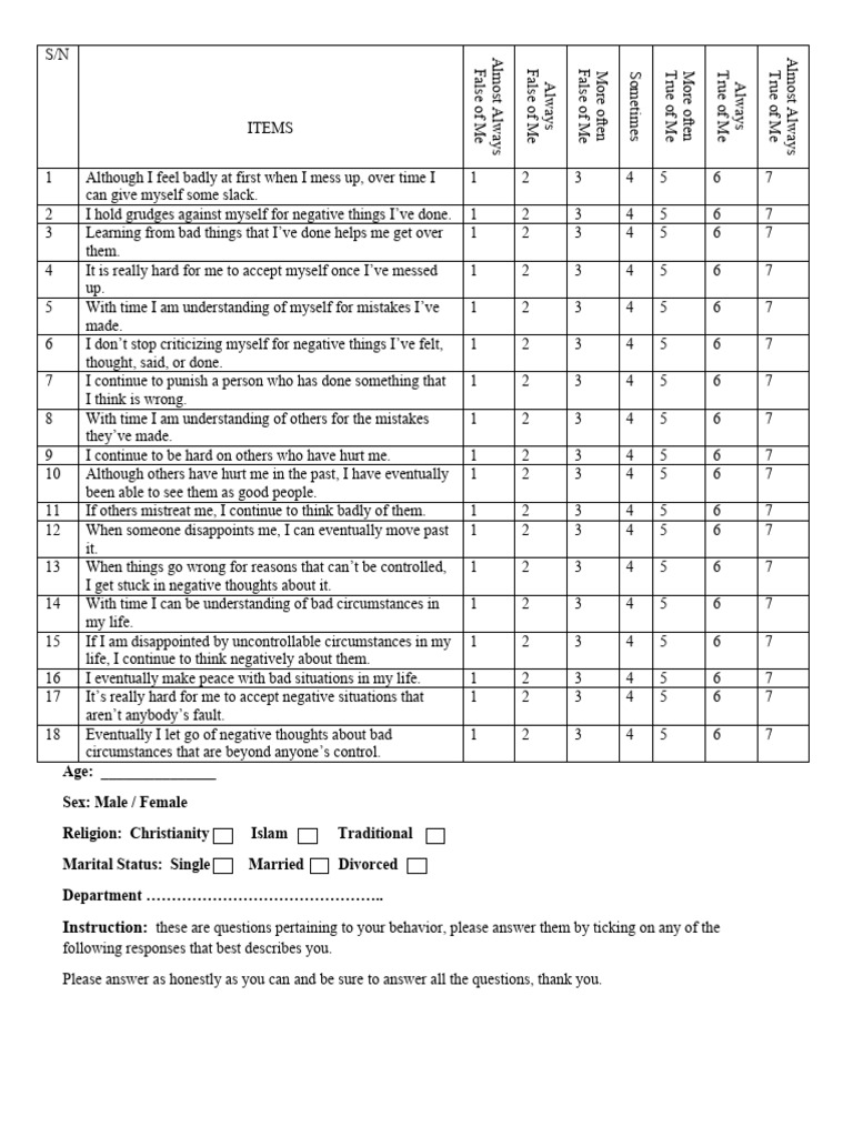 Self-Assessment Questionnaire on Health | PDF | Luck | Whole Grain