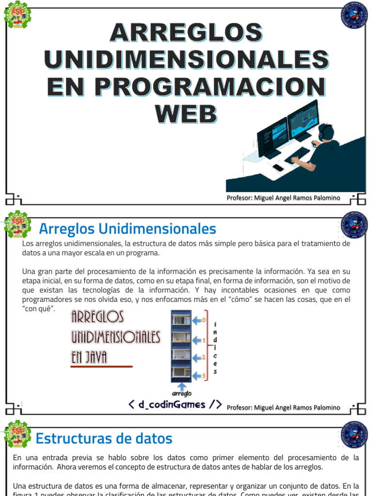 Sem7 Arreglos Unidimensionales | PDF | Ingeniería de software | Ciencias de la Computación