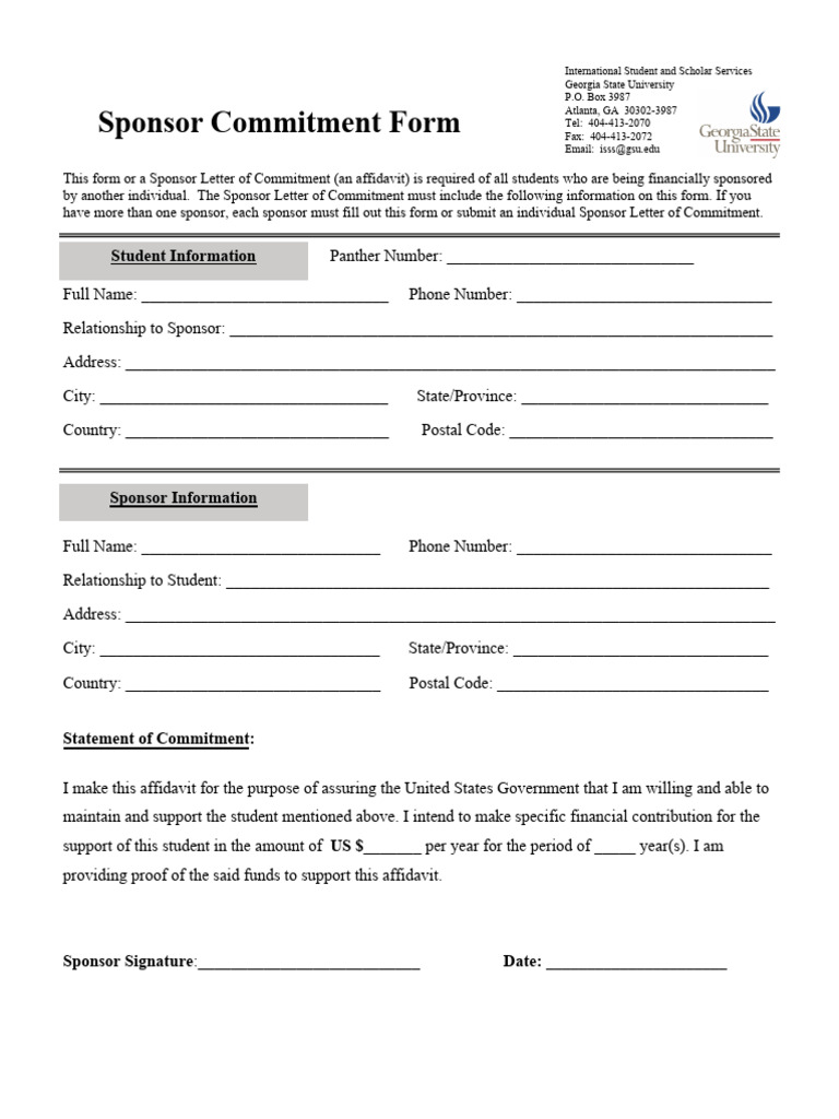 Sponsor Commitment Form | PDF