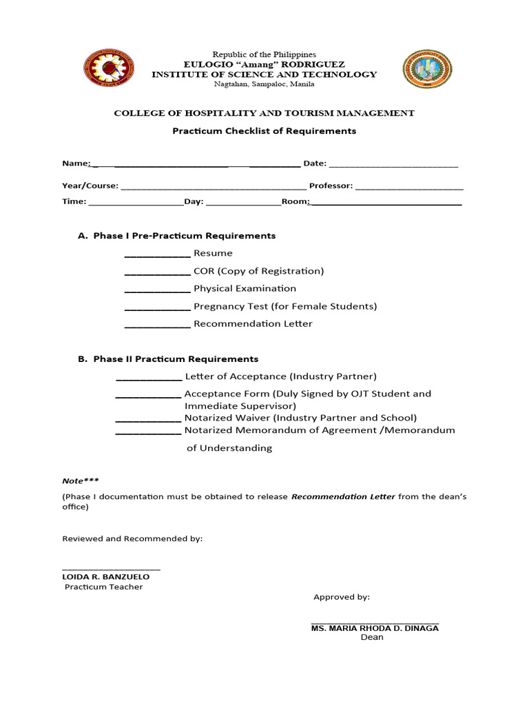 Ojt Checklist For Requirements 1 | PDF
