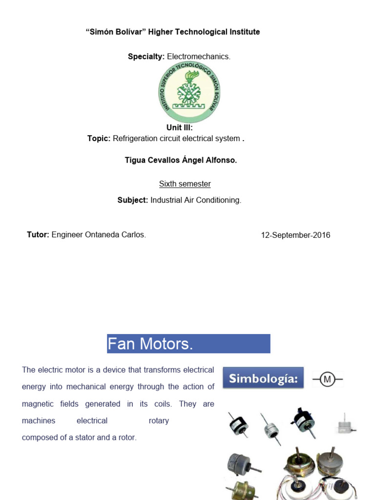 Refrigeration Circuit Electrical System | PDF | Relay | Electric Motor