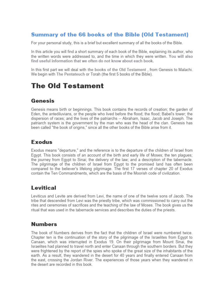 Summary of The 66 Books of The Bible | PDF | Paul The Apostle | Gospel ...