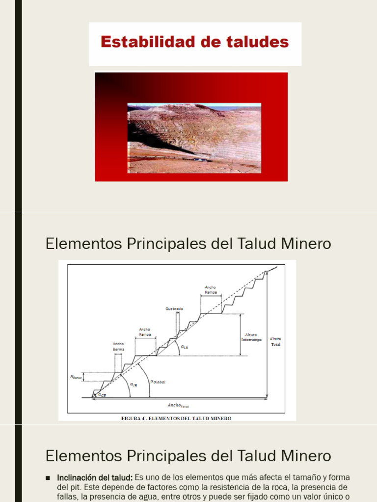 Elementos Clave del Talud Minero | PDF | Roca (geología) | Física ...