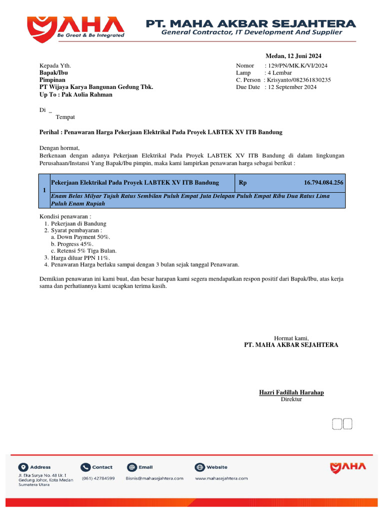 129 Pekerjaan Elektrikal Pada Proyek LABTEK XV ITB Bandung | PDF