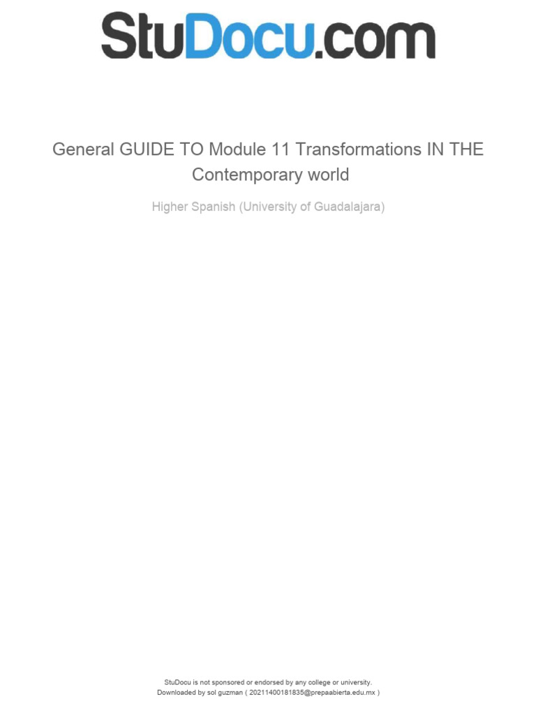 General Guide Module 11 Transformations in The Contemporary World | PDF | Israel | World Politics