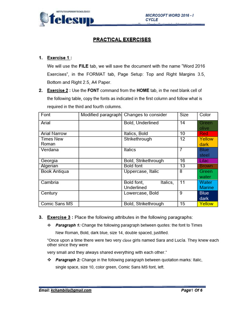 Practical Exercises | PDF | Bullying | Arial