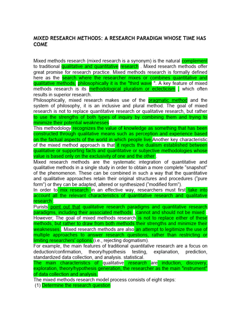 Mixed Methods Research: A Paradigm Shift | PDF | Methodology ...