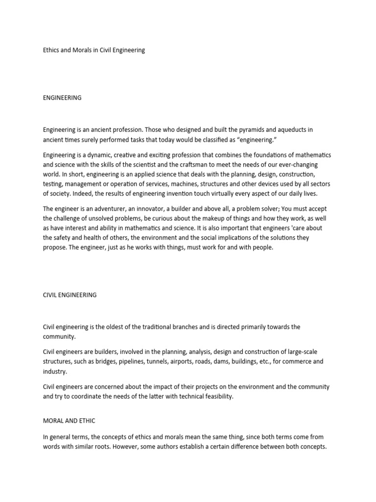 Ethics and Morals in Civil Engineering | PDF | Engineering | Morality